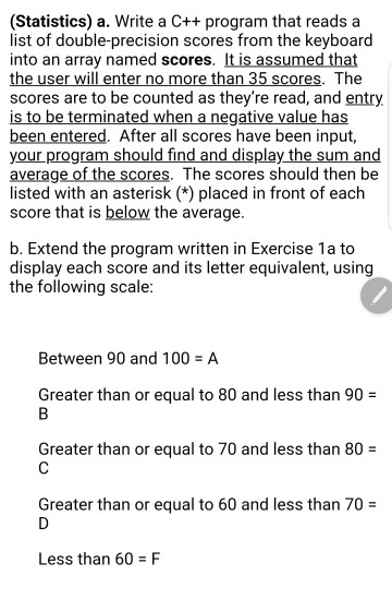 Solved (Statistics) a. Write a C++ program that reads a list | Chegg.com