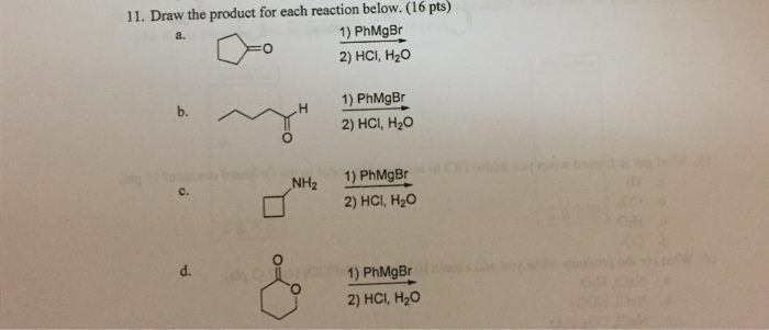 Solved Draw the product for each reaction below. | Chegg.com