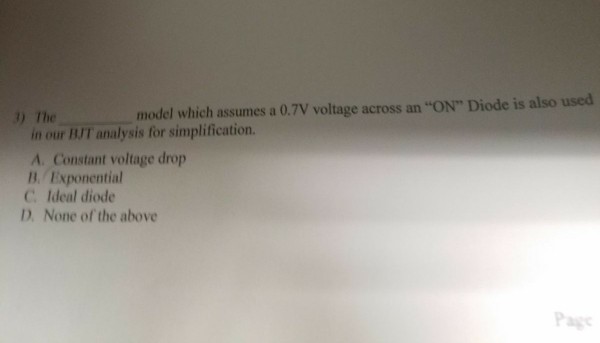 Solved 3) The model which assumes a 0.7V voltage across an | Chegg.com