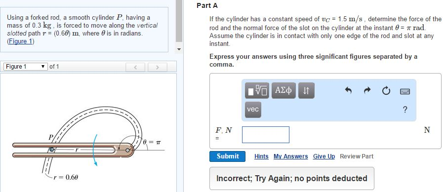 Solved Using a forked rod, a smooth cylinder P, having a | Chegg.com