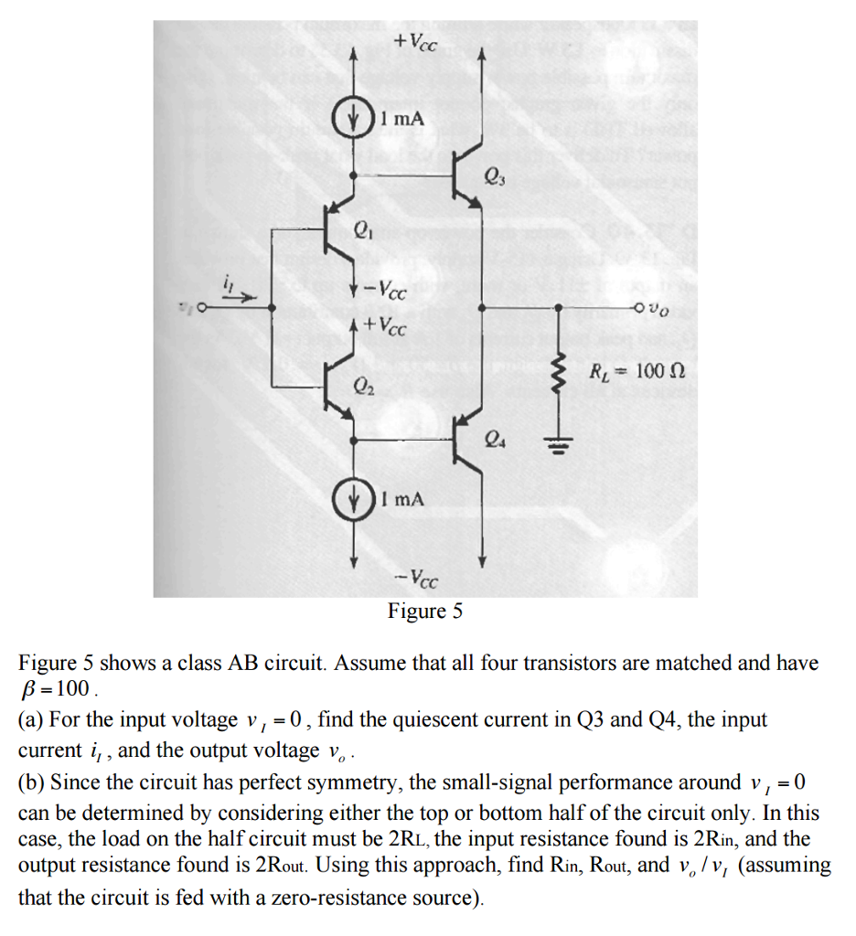 Solved Figure 5 shows a class AB circuit. Assume that all | Chegg.com
