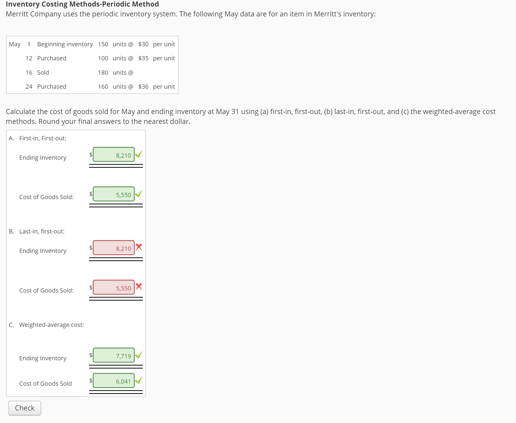 Solved Inventory Costing Methods-Periodic Method Merritt | Chegg.com