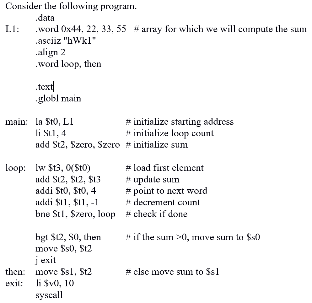 Consider The Following Program Data Word 0x44 22
