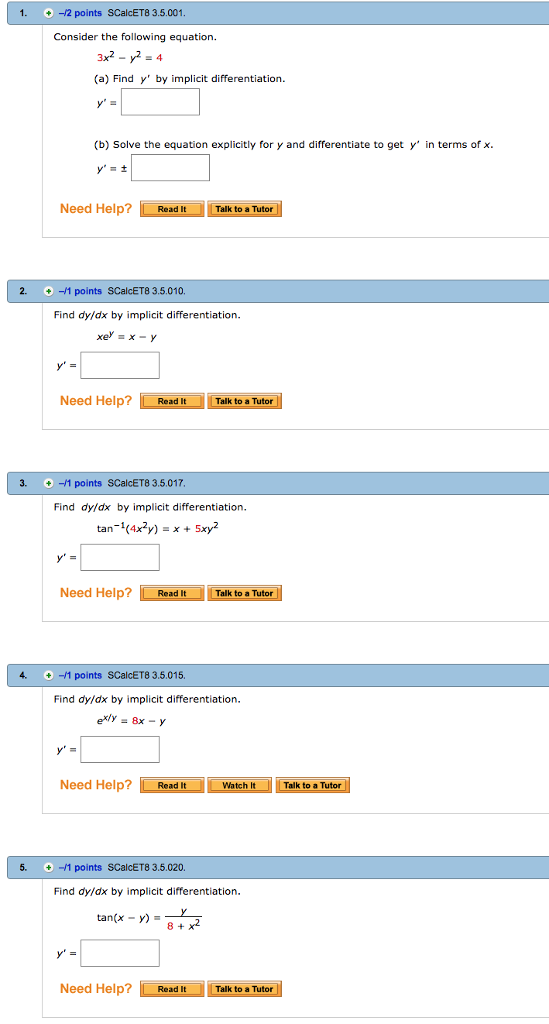 Solved 1. -/2 points SCalcET8 3.5.001 Consider the following | Chegg.com
