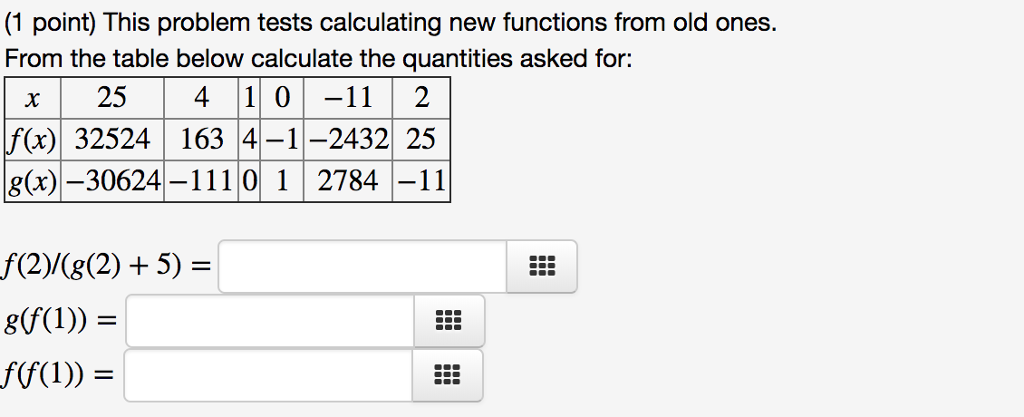 Solved (1 point) This problem tests calculating new | Chegg.com