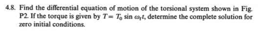 Solved 4.8. Find the differential equation of motion of the | Chegg.com