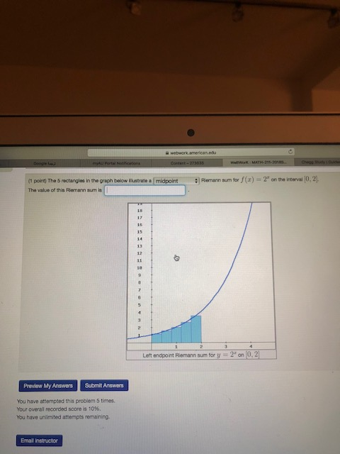 Solved v1 RIemann sum for f (x)-2° on th - w illustrate a | Chegg.com
