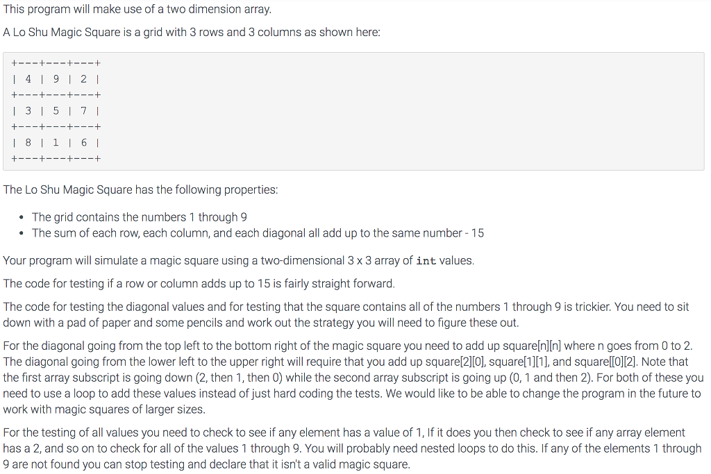 Solved This program will make use of a two dimension array. | Chegg.com