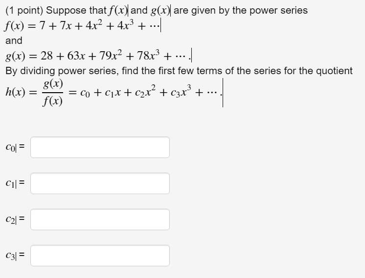 Solved Suppose that f(x) and g(x) are given by the power | Chegg.com