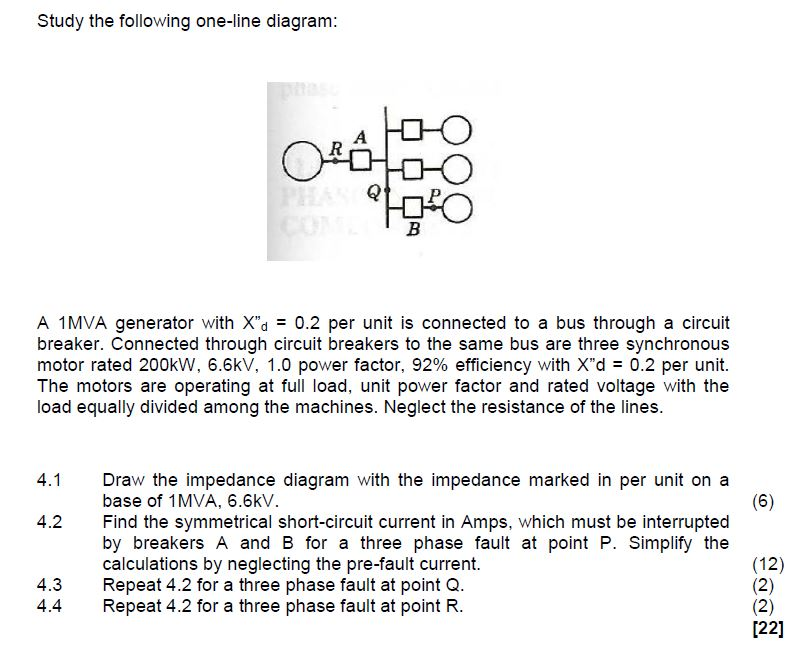 Solved Study the following one-line diagram: A 1MVA | Chegg.com