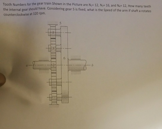 Solved Tooth Numbers for the gear train Shown in the Pict | Chegg.com