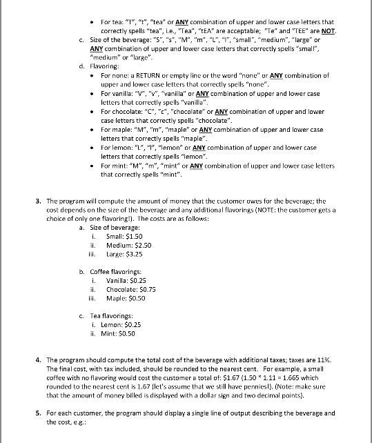 Solved Functional Specifications: The program will prompt | Chegg.com