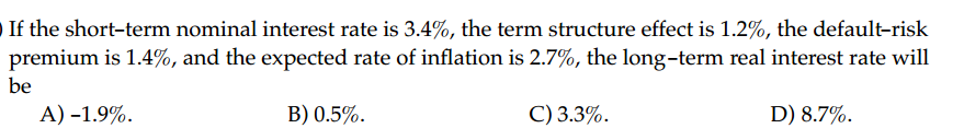 Solved If the short-term nominal interest rate is 3.4%, the | Chegg.com