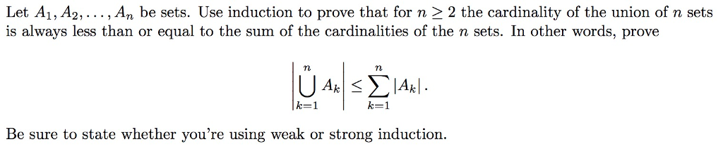 Solved Let A1, A2, . . . , An be sets. Use induction to | Chegg.com