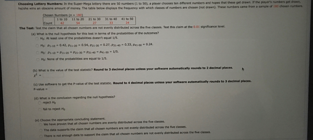 Solved Choosing Lottery Numbers: In the Super-Mega lottery | Chegg.com