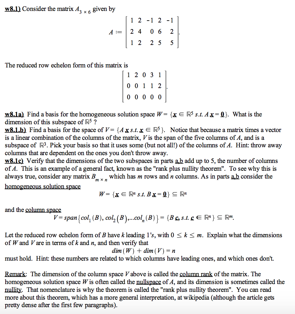 Solved Consider the matrix A_3 times 6 given by A: = [1 2 1 | Chegg.com