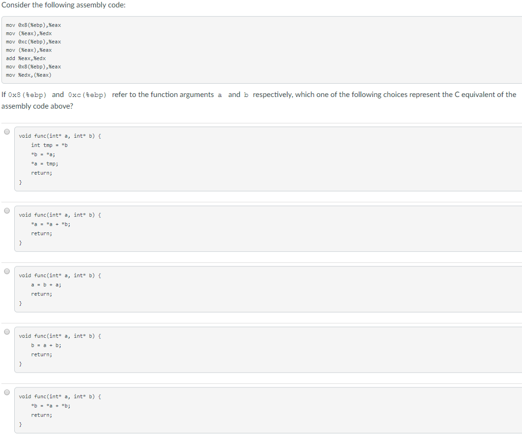 Solved Consider the following assembly code: mov | Chegg.com