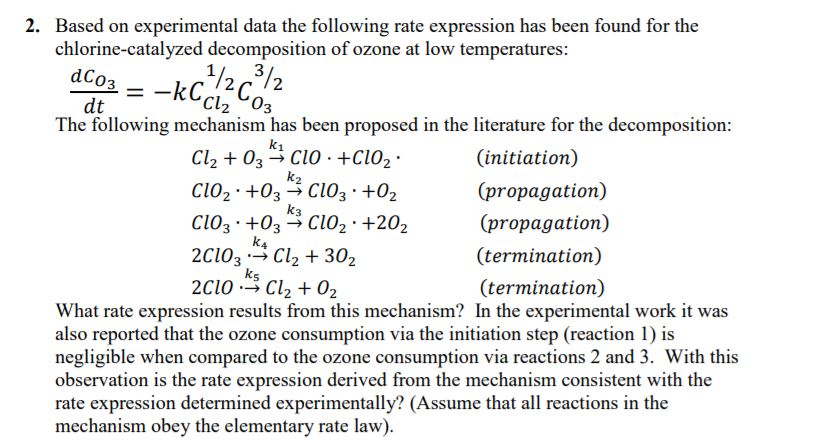 2. Based on experimental data the following rate | Chegg.com