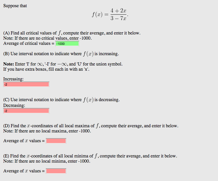 Suppose that f(x) = 4+2x/3-7x Find all critical | Chegg.com