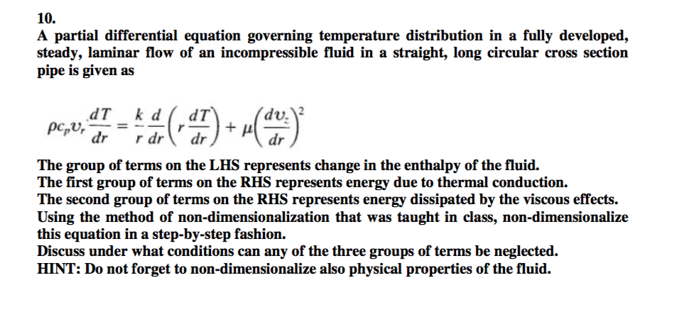 Solved A partial differential equation governing temperature | Chegg.com