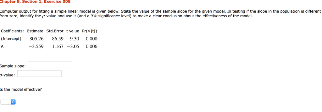 Solved chapter 9, Section 1, Exercise 008 Computer output | Chegg.com