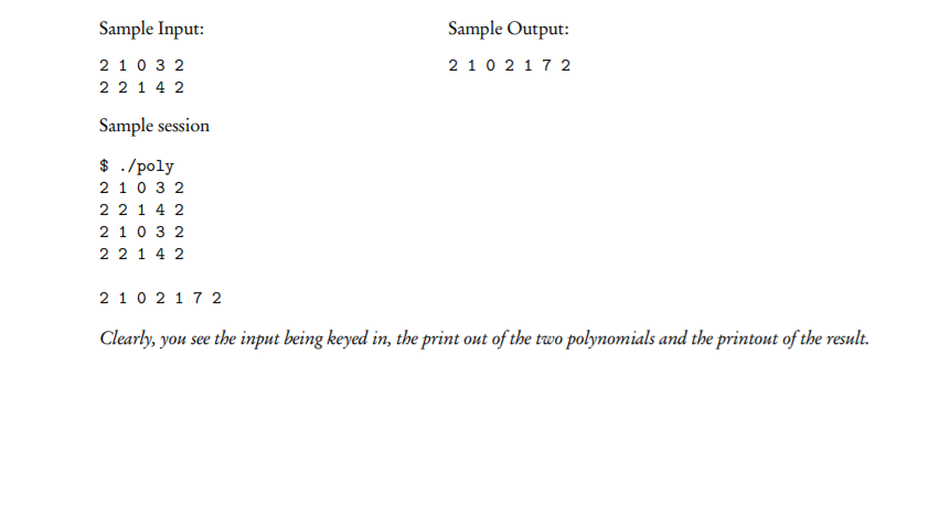 Solved Exercise 2. Addition of sparse polynomials (60 | Chegg.com