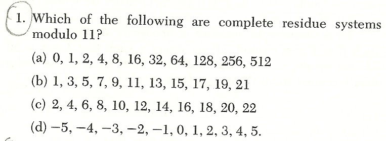 Solved Which of the following are complete residue systems | Chegg.com
