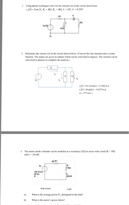 Solved Using phasor techniques solve for the current in the | Chegg.com
