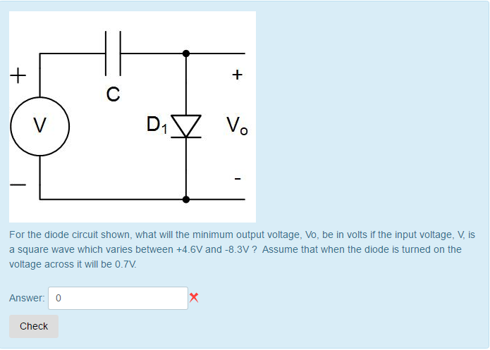 Solved For The Diode Circuit Shown What Will The Minimum 