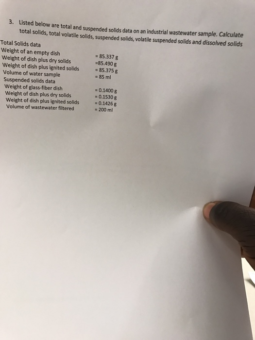Solved Listed below are total and suspended solids data on | Chegg.com