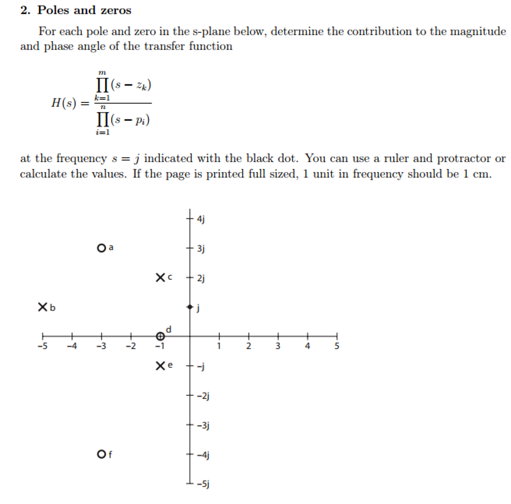 Solved For each pole and zero in the s-plane below, | Chegg.com