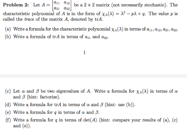 Solved a11 a12 a21 a22 Problem 2: Let A be a 2 x 2 matrix | Chegg.com