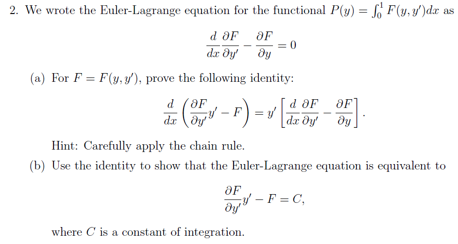 Solved Calculus of Variations - Prove the identity and next | Chegg.com