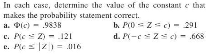 Solved In each case, determine the value of the constant c | Chegg.com