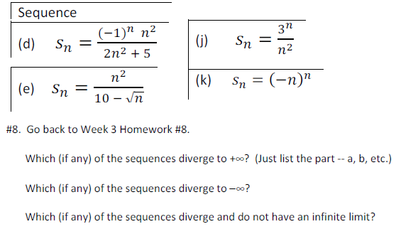 Solved Sequence S_n = (-1)^n n^2/2n^2 + 5 S_n = n^2/10 - | Chegg.com
