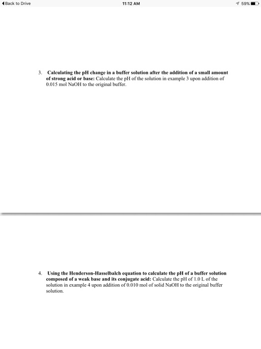 Calculating the pH change in a buffer solution after | Chegg.com