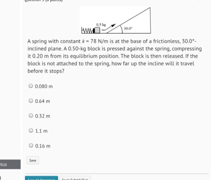 Solved A spring with constant k = 78 N/m is at the base of | Chegg.com