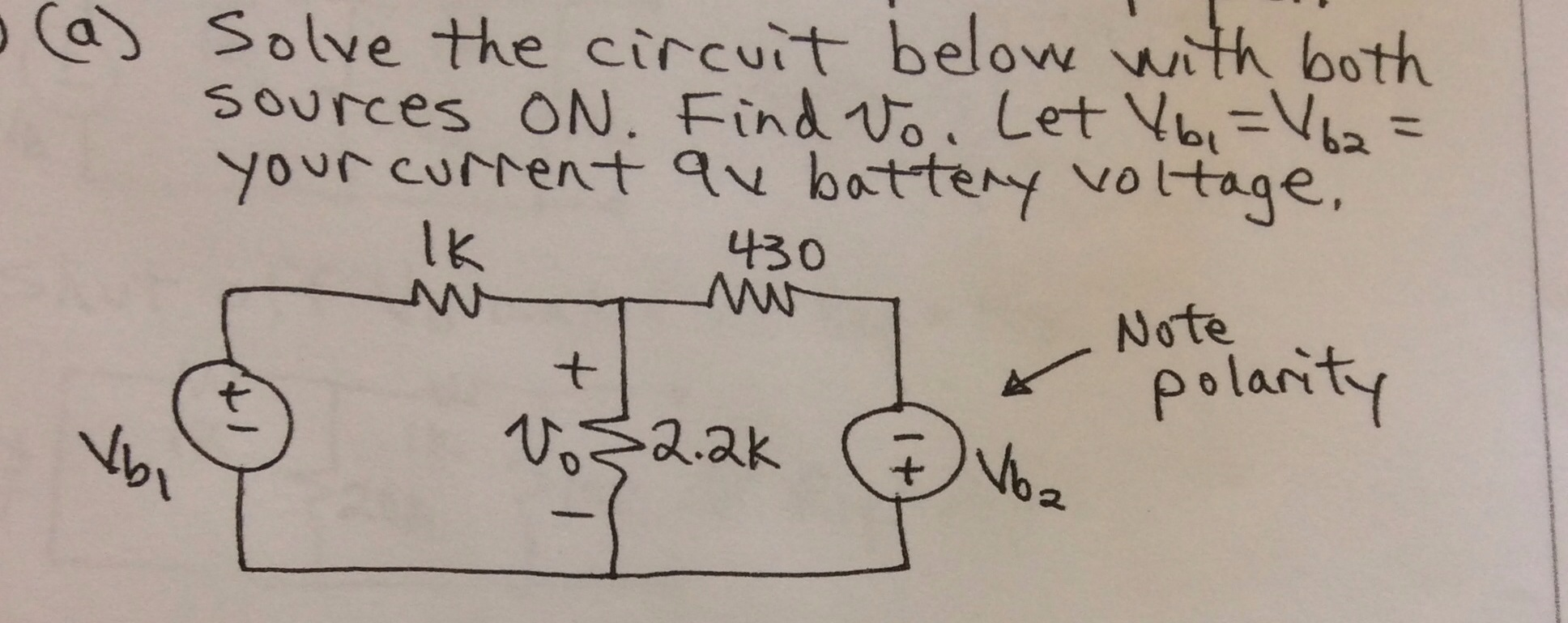 Solved Solve the circuit below with both sources ON. Find | Chegg.com