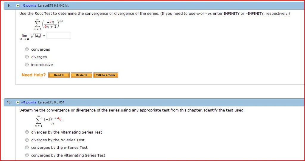 Solved Use the Root Test to determine the convergence or | Chegg.com