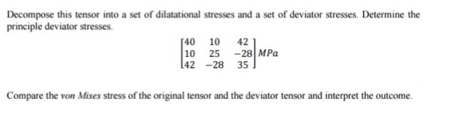 Solved Decompose this tensor into a set of dilatational | Chegg.com