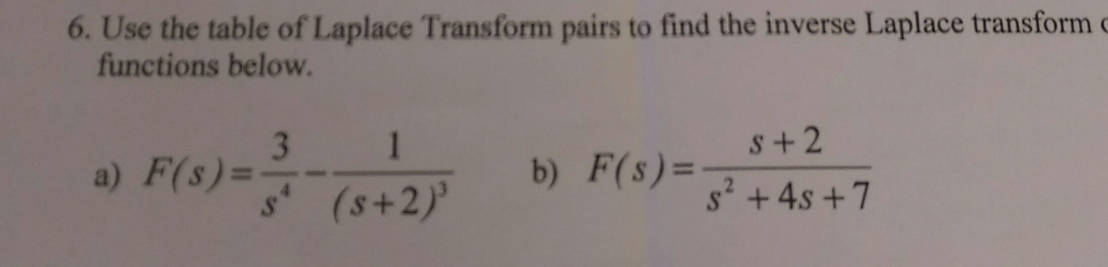 Solved Use the table of Laplace Transform pairs to find the | Chegg.com