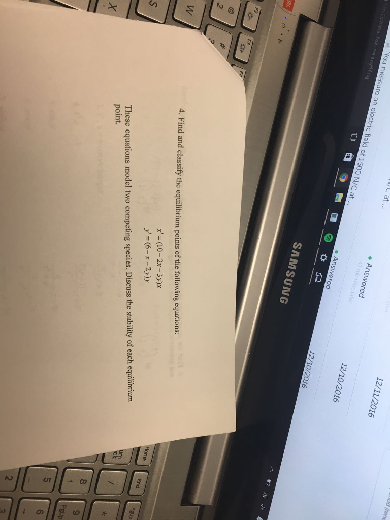 Solved Find and classify the equilibrium points of the | Chegg.com