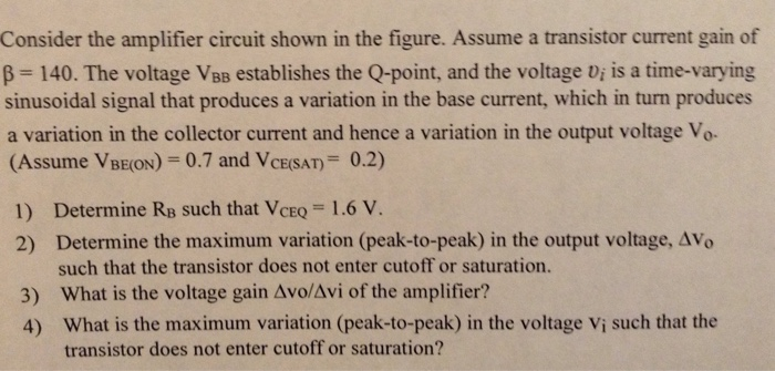 Solved Consider the amplifier circuit shown in the figure. | Chegg.com