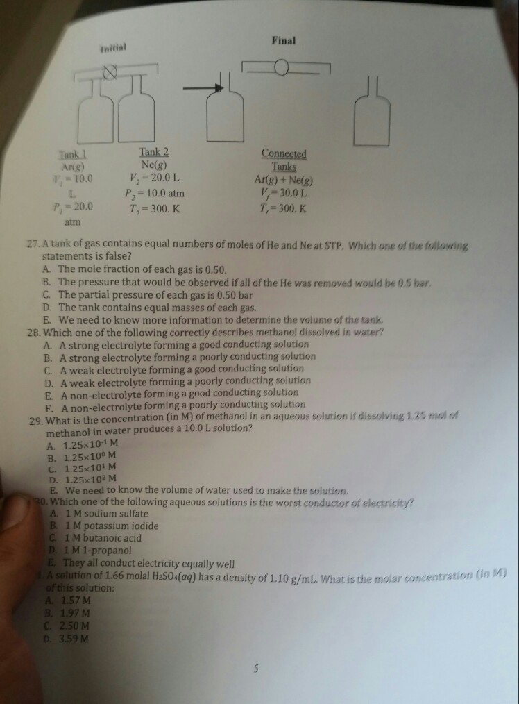 Solved A tank of gas contains equal numbers of moles of He | Chegg.com