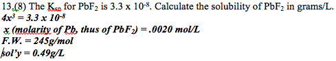 Solved Please explain how to solve: The Ksp for the PbF2 is | Chegg.com