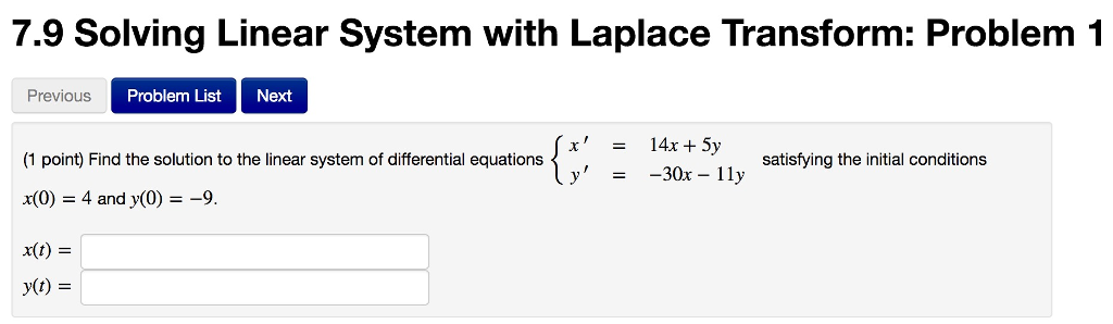 Solved Find The Solution To The Linear System Of