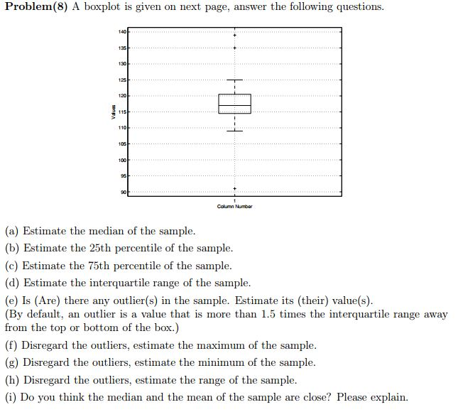 Solved Problem 8 A Boxplot Is Given On Next Page Answer