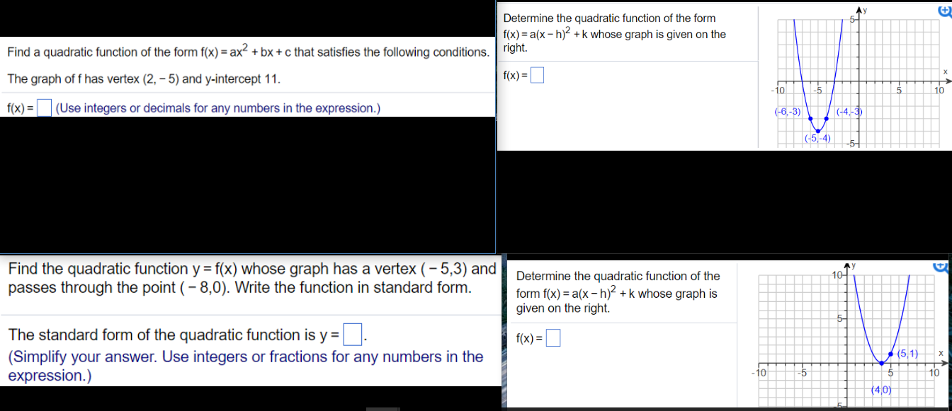 Solved Find a quadratic function of the form f(x) = ax^2 + | Chegg.com