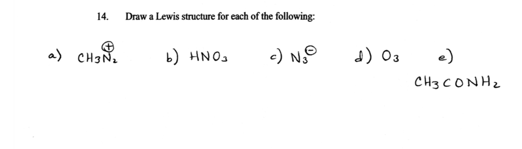 Solved Draw a Lewis structure for each of the following: a) | Chegg.com