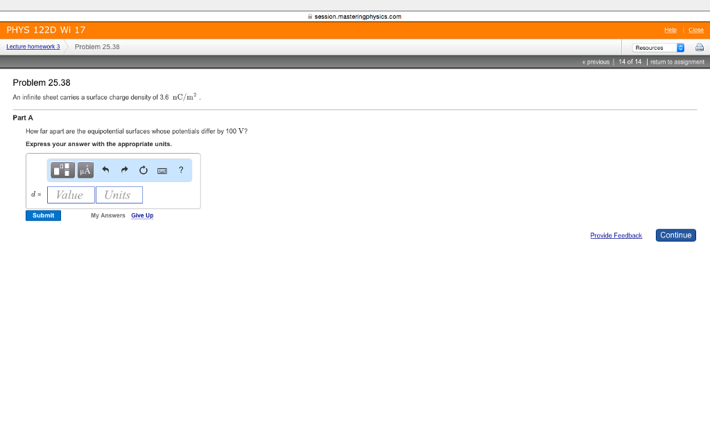 Solved An Infinite Sheet Carries A Surface Charge Density Of